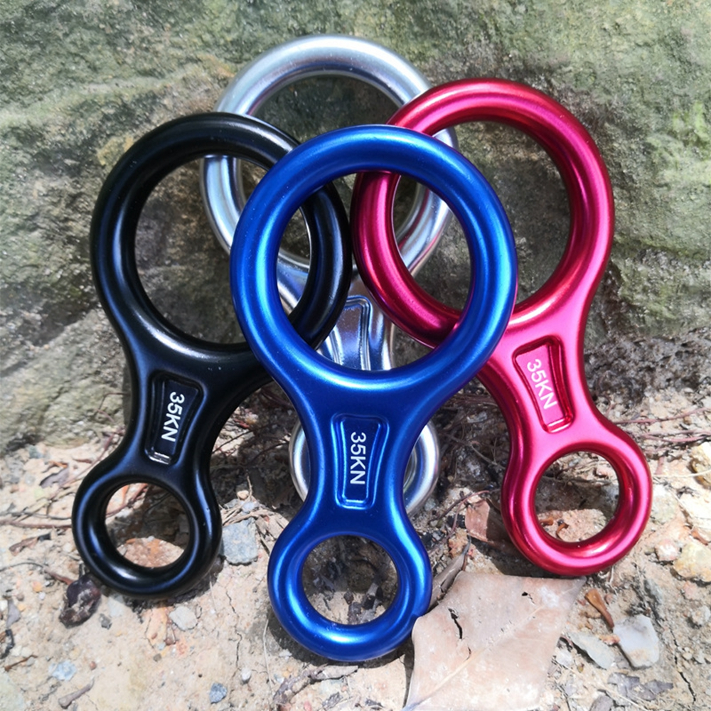 Rock Climbing Descenders 8 Word Climbing Ring Rope Descender 35KN Figure Equipment Gear Device ...