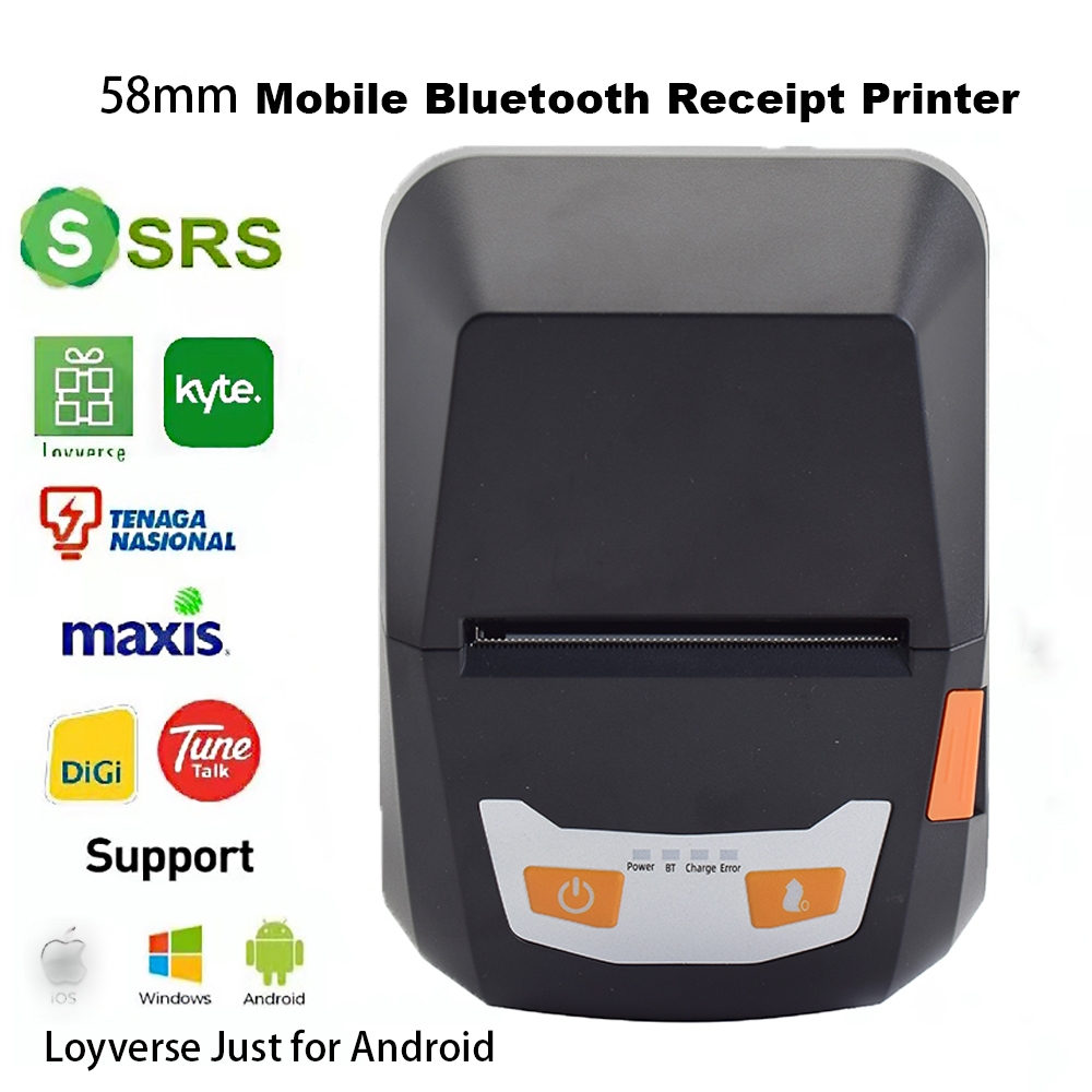 Mobile Printer 58mm MINI Supports Receipt+Label USB Bluetooth Wiresless ...