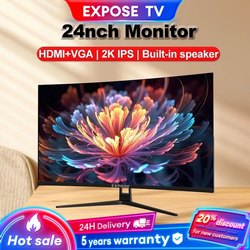 Monitor PC 24 Inch 75HZ Curve Monitor Gaming With Speaker EXPOSE HDMI ...
