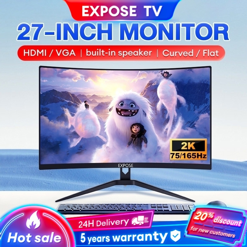 Monitor PC 27 Inch 165HZ Curved Monitor Gaming 75HZ 2K Frameless PS4 ...