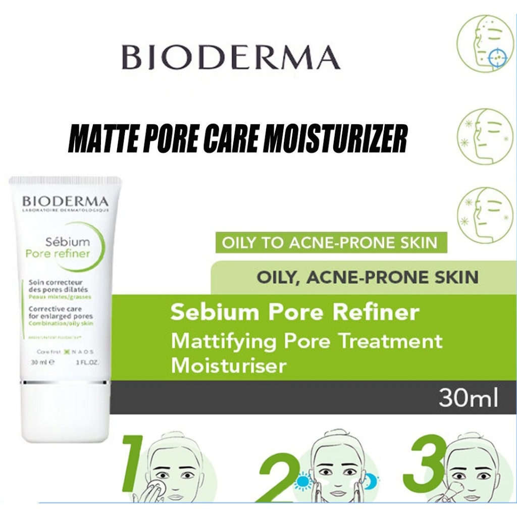Bioderma Sebium Pore Refiner Pore Treatment Moisturiser (Oily to Acne ...