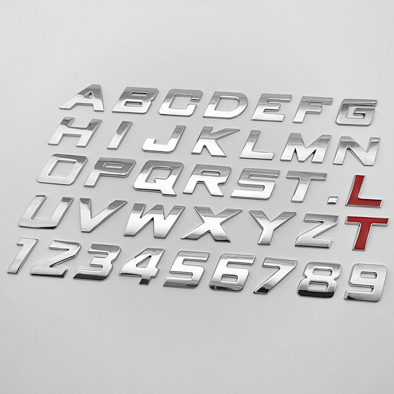 Italic 3D Metal 25mm Car Letters Alphabet Emblem Numbers Chrome ...