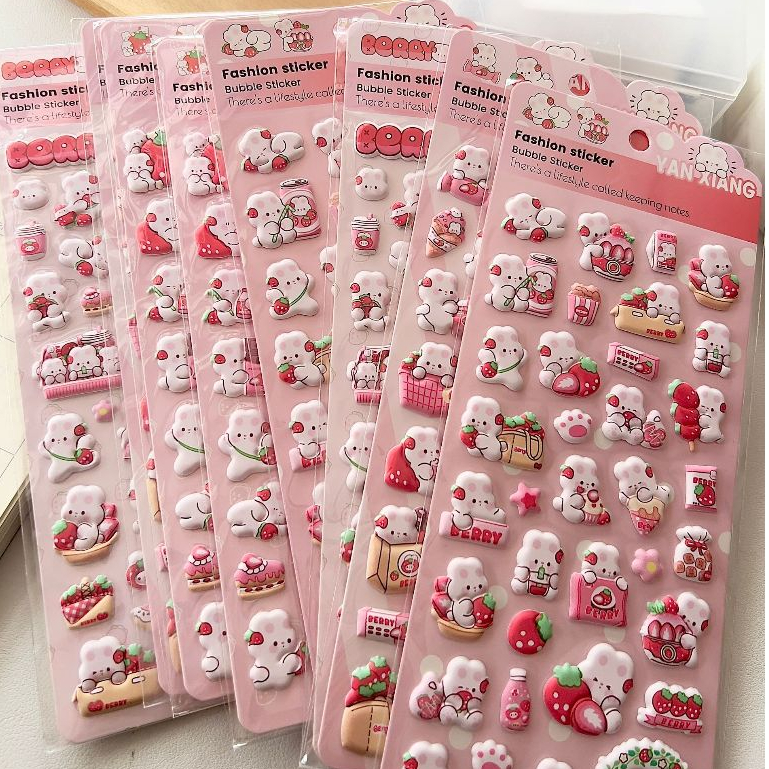 Ohaya | Strawberry Bunny Sticker 3d Foam Three-Dimensional Decorative ...