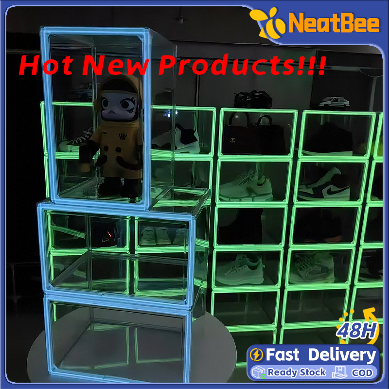 Transparent Acrylic Storage Organizer Night Light Display Box Shoes ...