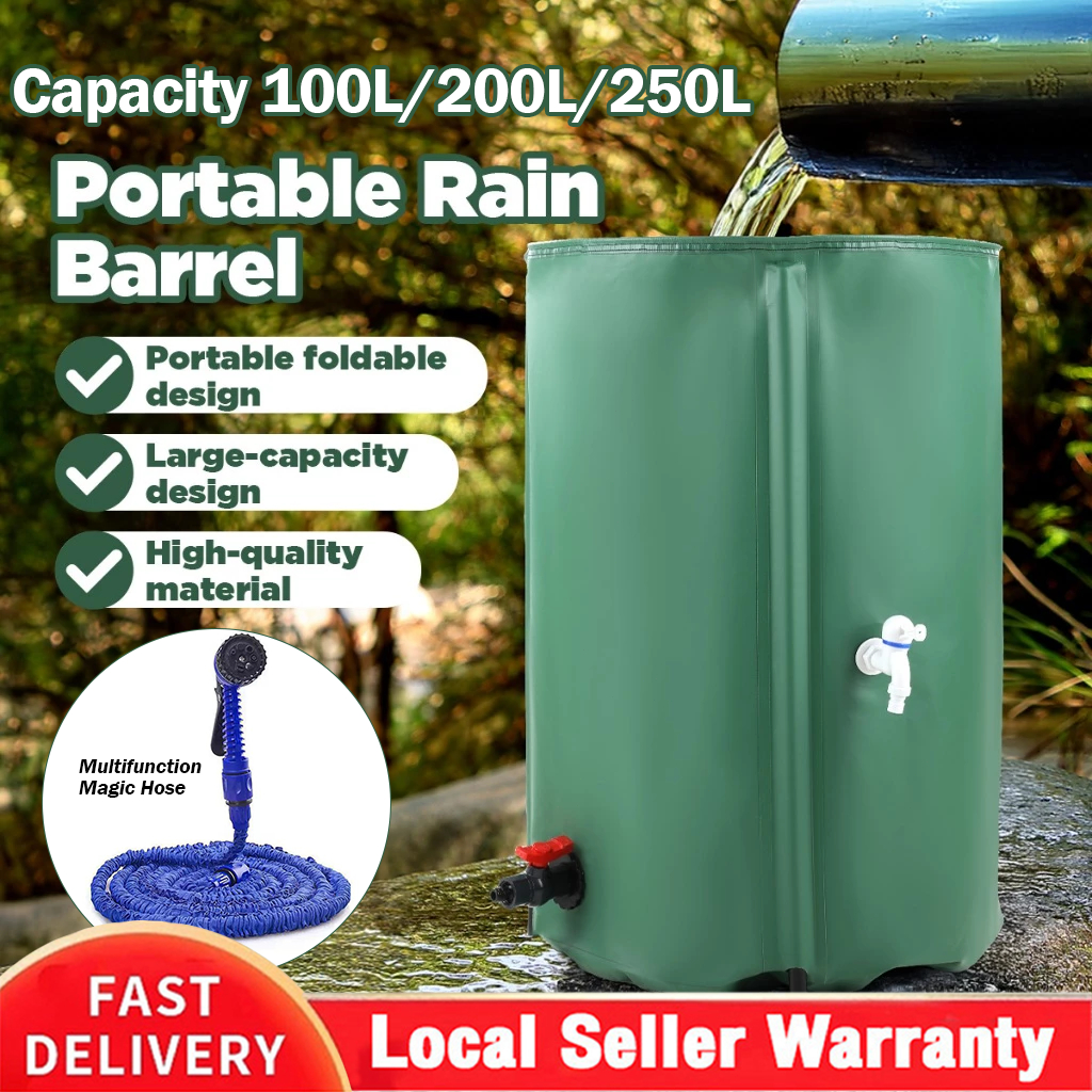 【24H Shipping】Portable Rain Barrel Rainwater Collection 100L/200L/250L ...