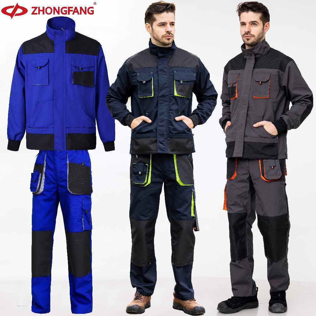 ZHONGFANG Men Work Jacket + Pants Suit Heavy Thick Coverall Workwear ...