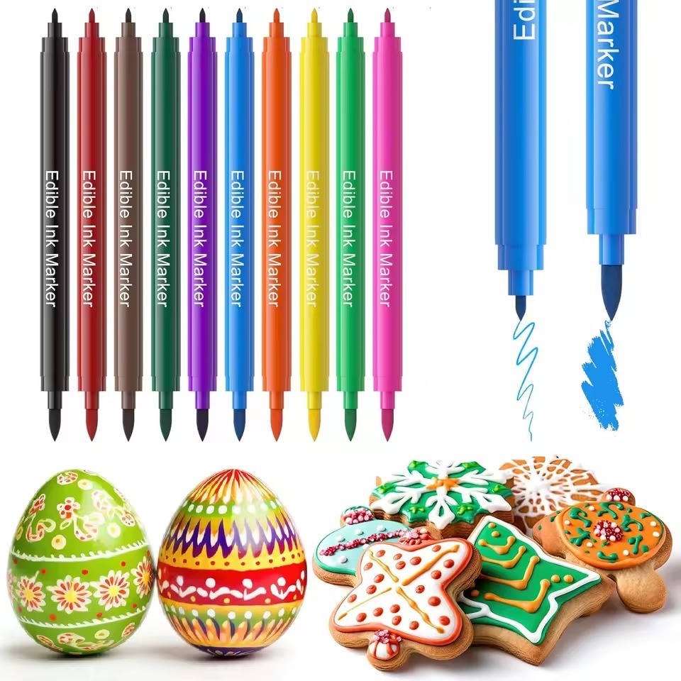 Edible Markers for Cookies Food Coloring Pens Fine and Thick Tip Food ...