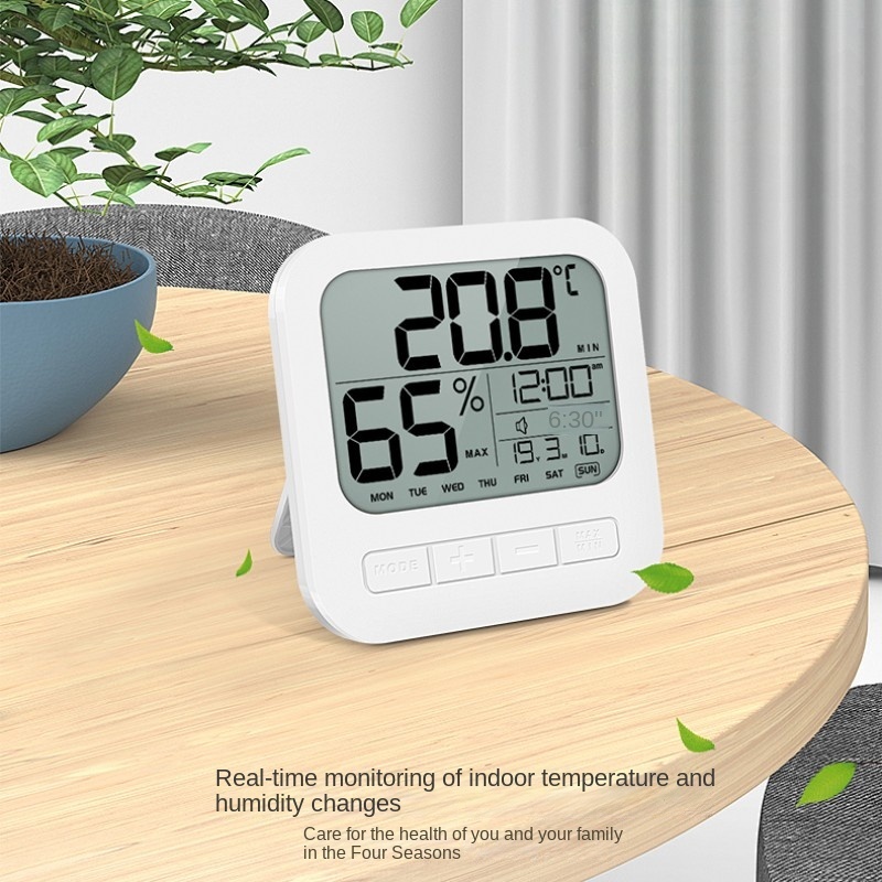LCD alarm clock, temperature and humidity meter, multifunctional ...