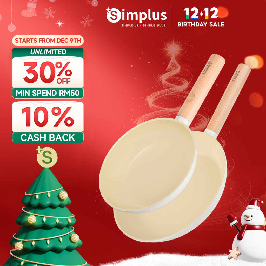 Simplus 18/24cm Fry Pan Cookware Ceramic Non Stick Coating (PFOA PFTE PFAS Free) GUOJ022 periuk ...