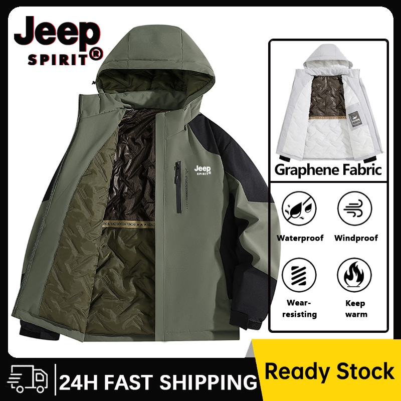 JEEP SPIRIT Waterproof Couple Jacket with Graphene Inner Warmth Cotton ...