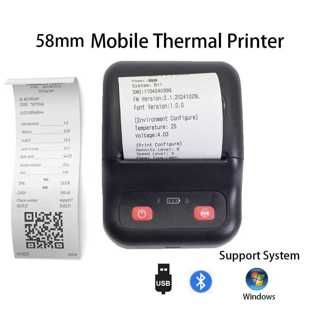 Bluetooth 58mm Wireless Thermal Printer MINI receipt printer restaurant ...