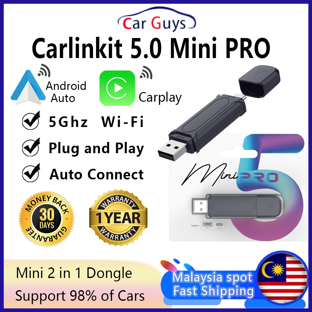 2025 NEW Carlinkit 5.0 Mini wired to wireless carplay Adapter Carlink kit box android auto ...