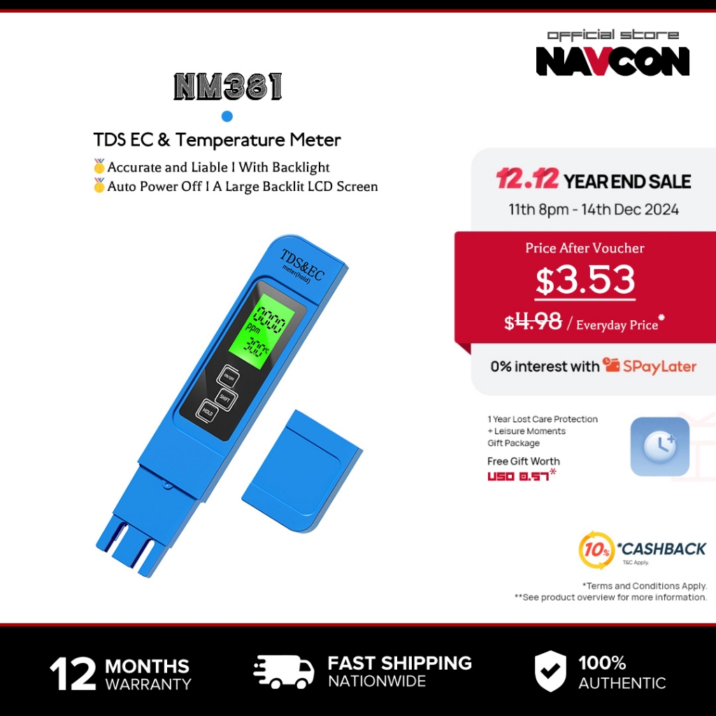 Navcon 4 in 1 TDS Meter - TDS EC & Temperature Meter, Accurate ...