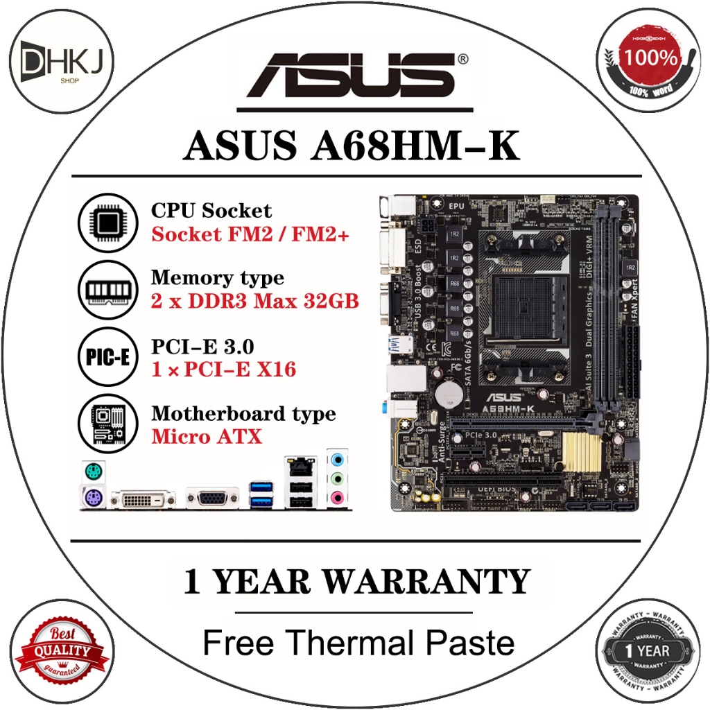 USED ASUS A68HM-K A68HM-E A68HM-F Desktop a68hm Motherboard DDR3 32G AMD Socket FM2/FM2 ...
