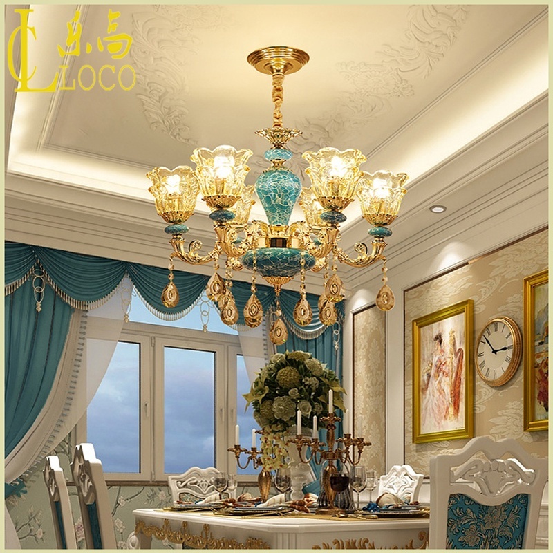 LOCO LED European Style Pendant Lamp High-end Ceramic Glass Chandelier ...