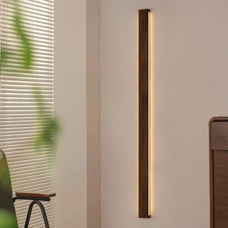 Nordic Long Strip Wood Wall Light Led Minimalist Living Room Staircase ...