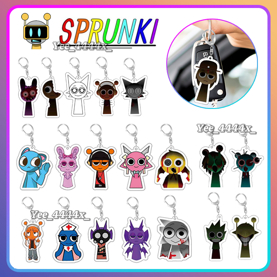 Sprunki Keychains Flat Acrylic Sprunki Song Game figure Keychains ...