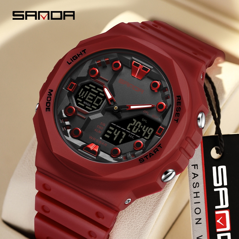 SANDA Large Dial Multifunctional Urban Waterproof Sports Men's Watch ...