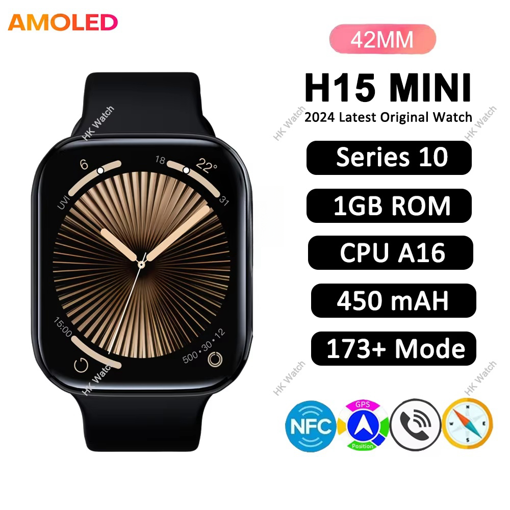 2024 H15 Mini S10 Women Smart Watch 42mm AMOLED NFC Compass Photo Album ...