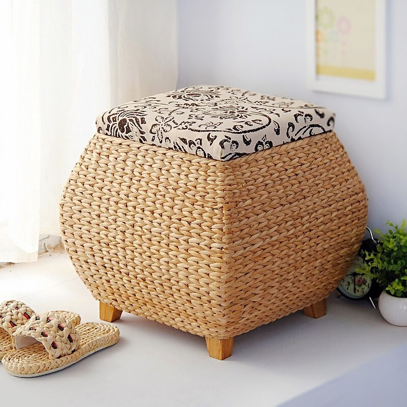 Paper Rattan Storage Stool Shoe Changing Stool Storage Stool Hallway ...