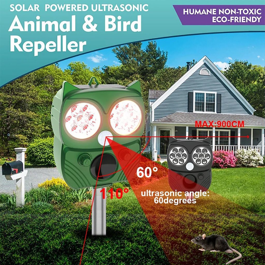 Shaped Motion Sensor Solar Pest Reject Pest Repeller Dog Cat Mouse Bird ...