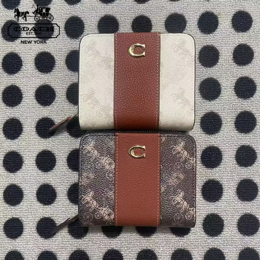 COACH Short wallet women striped double fold wallet in stock 992 ...