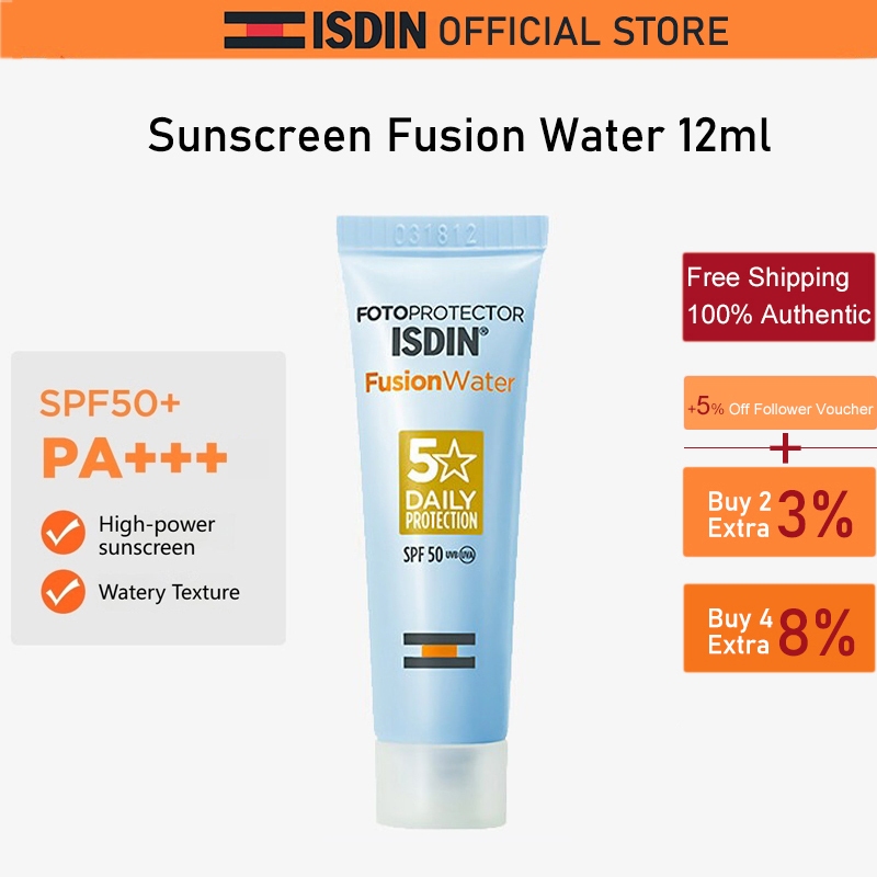 Isdin Face Sunscreen Fotoprotector Fusion Water SPF50+PA+++ Alcohol ...