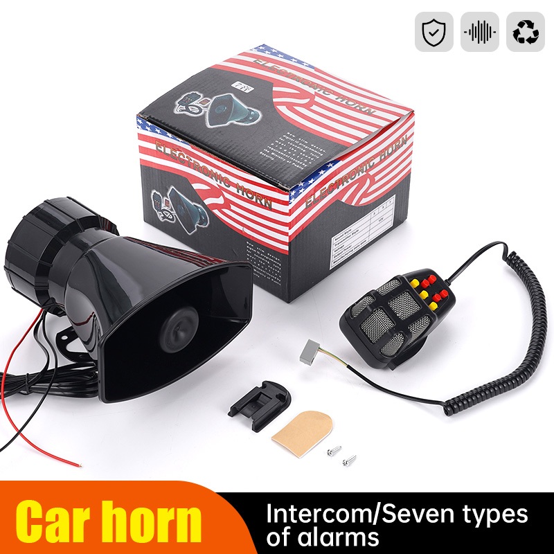 7 Sounds Police Siren Air Horn Speaker Car Warning Alarm Megaphone ...