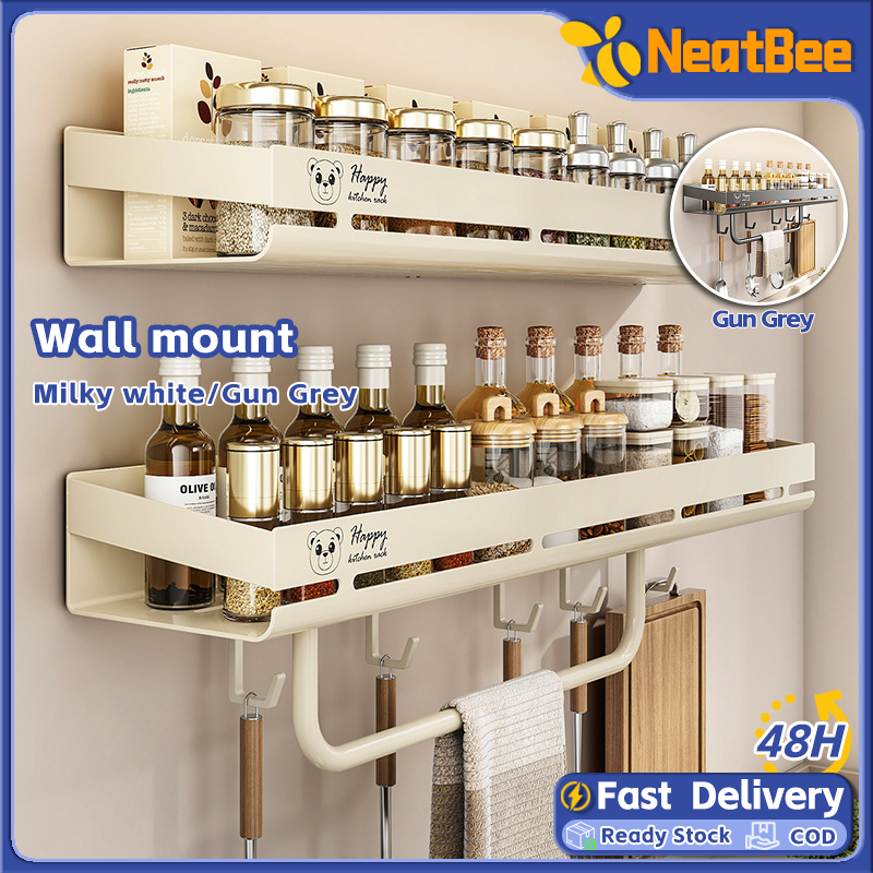 Seasoning Rack Condiment rack Wall Mounted Spice Rack Kitchen wall ...
