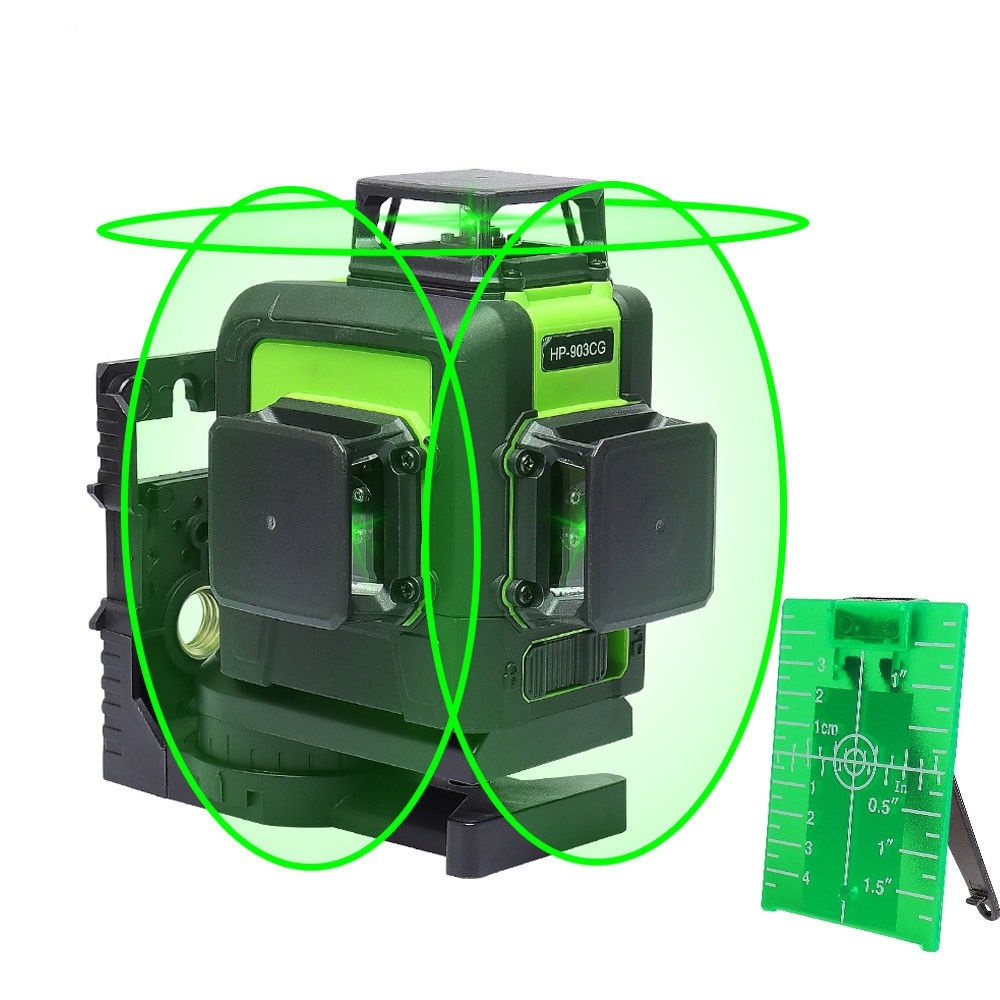 Huepar 12 Lines 3D Cross Line Laser Level Osram Green Laser Beam Self ...