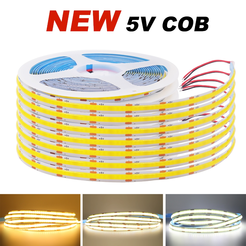DC 5V COB LED Strip 320LEDs/m High Density Flexible COB LED Tape Light ...