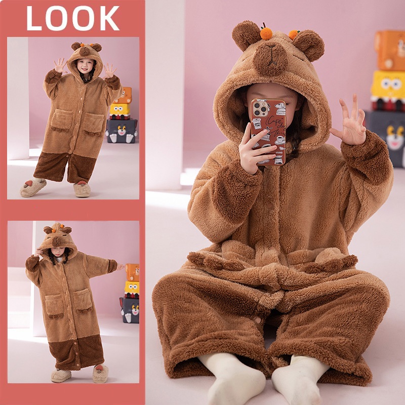 Cute Capybara Cosplay Costume Kids Robes Kigurumi Onesie Anime ...