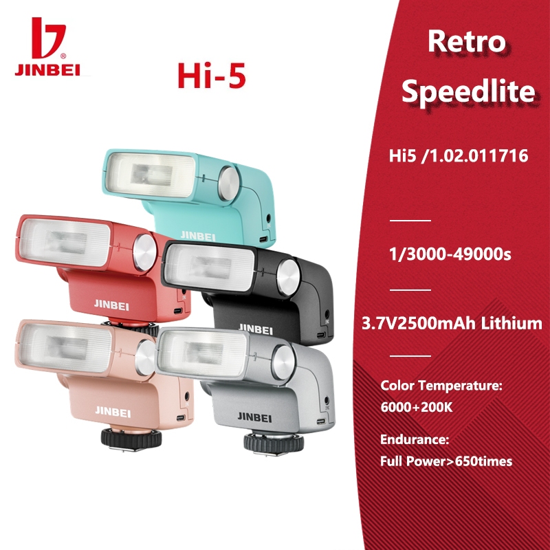 JINBEI Hi-5 Retro Camera Flash 6000K Flash 7 Levels Speedlite Trigger ...