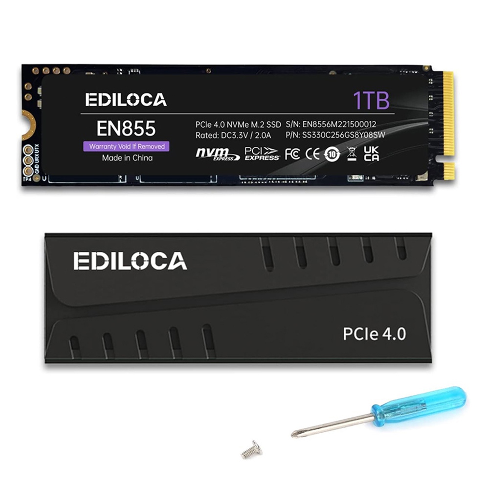 Ediloca EN855 PCIe Gen4 Internal Gaming SSD with Heatsink, 1TB, Up to ...