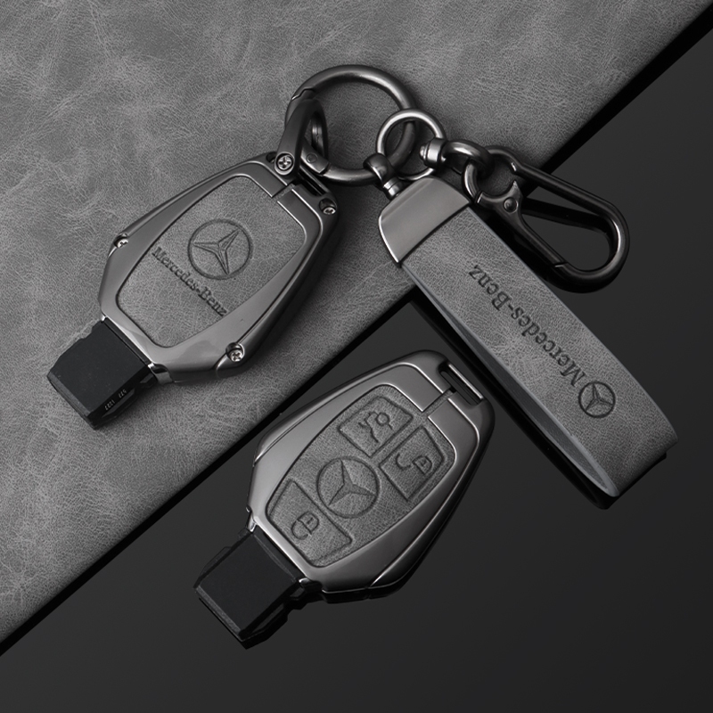 Leather Car Key Case For Mercedes Benz W203 W210 W211 W124 W202 W204 ...