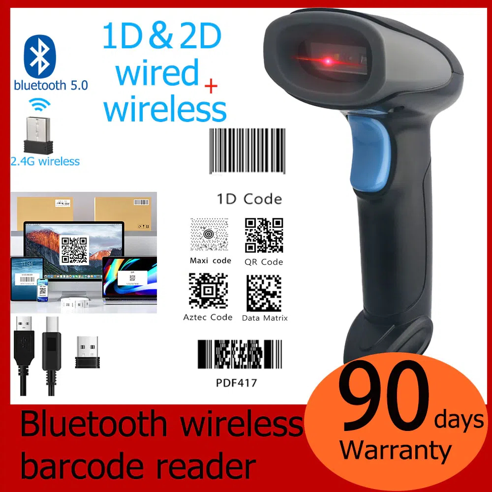 2D 1D QR Barcode Scanner Wireless Bluetooth Barcode Reader Hanheld ...