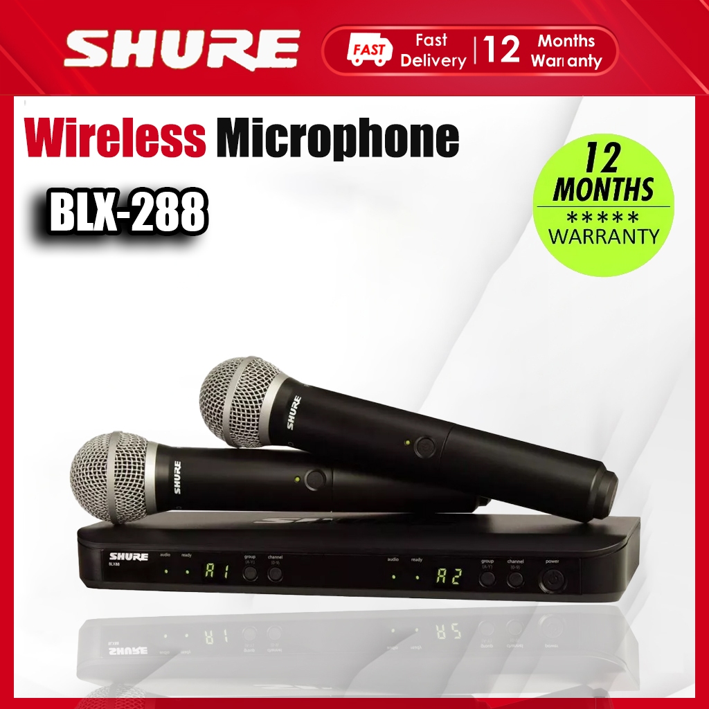 Shure BLX288/PG58/SM 58/BETA58A UHF wireless microphone system ...