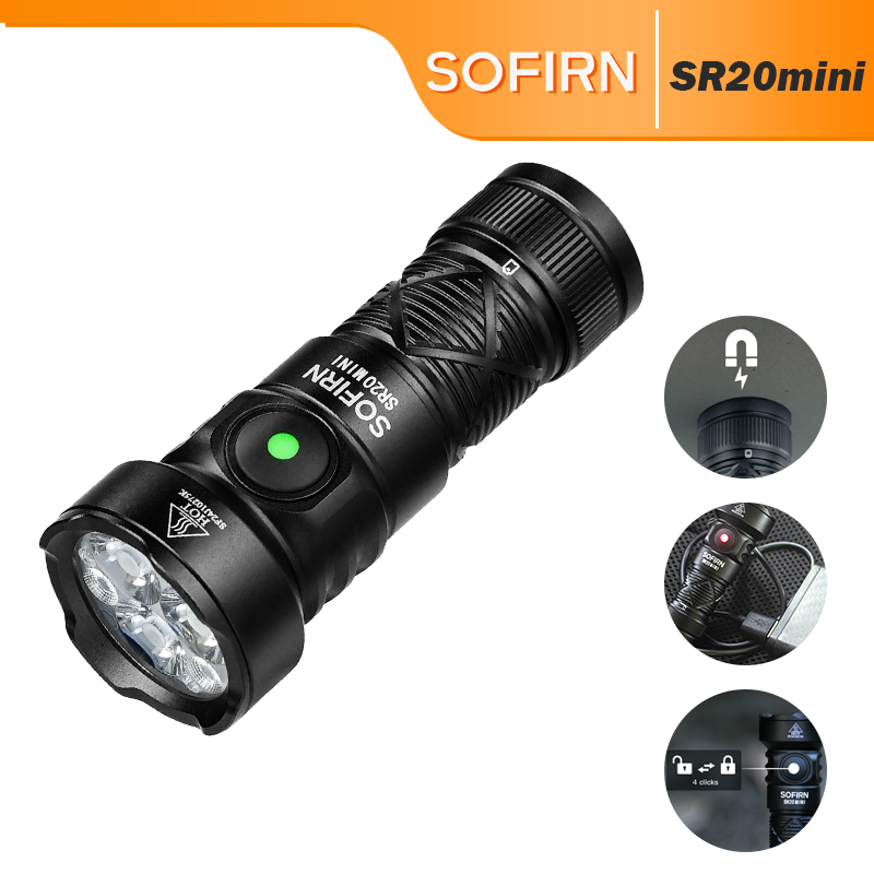 Sofirn LED Rechargeable Red Flashlight, SR20 Mini Bright Flashlight ...