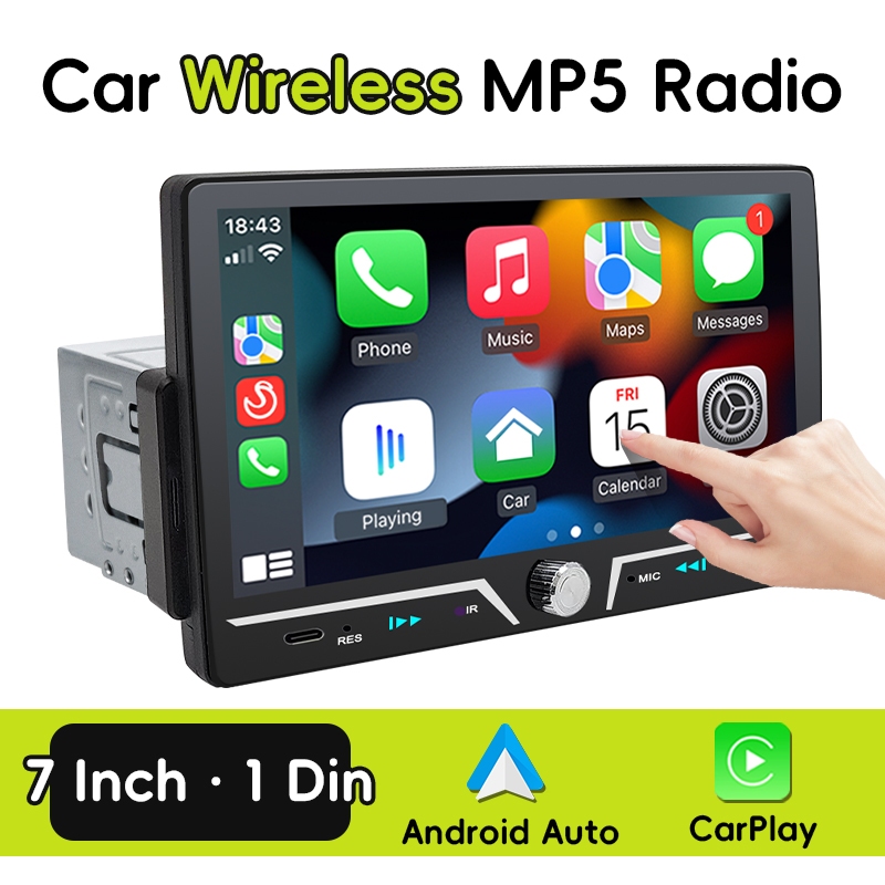 Car Radio 1 Din Carplay Android Auto MP5 Player Bluetooth USB AUX TF ...