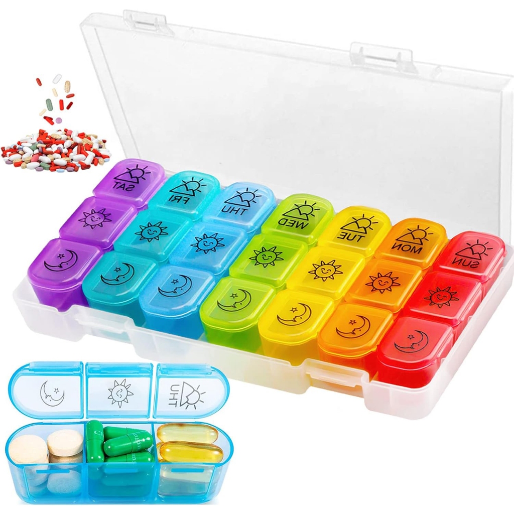 Pill Organizer Storage Box 3 Times a Day 7 Day Easy to Carry Pill Case ...