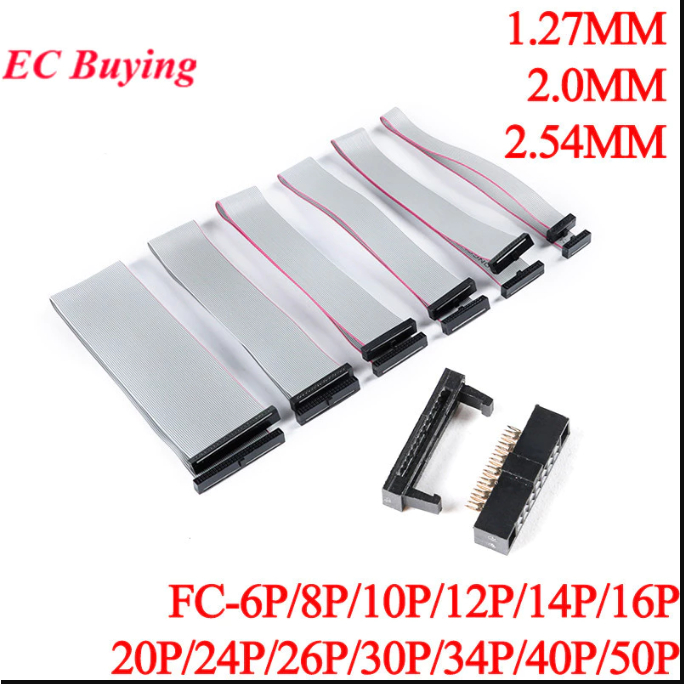 Gray Flat Ribbon Cable 1.27MM 2.0MM 2.54MM Pitch AVR 30cm Data Line Wire FC-6/8/10/12/14/16/20 ...