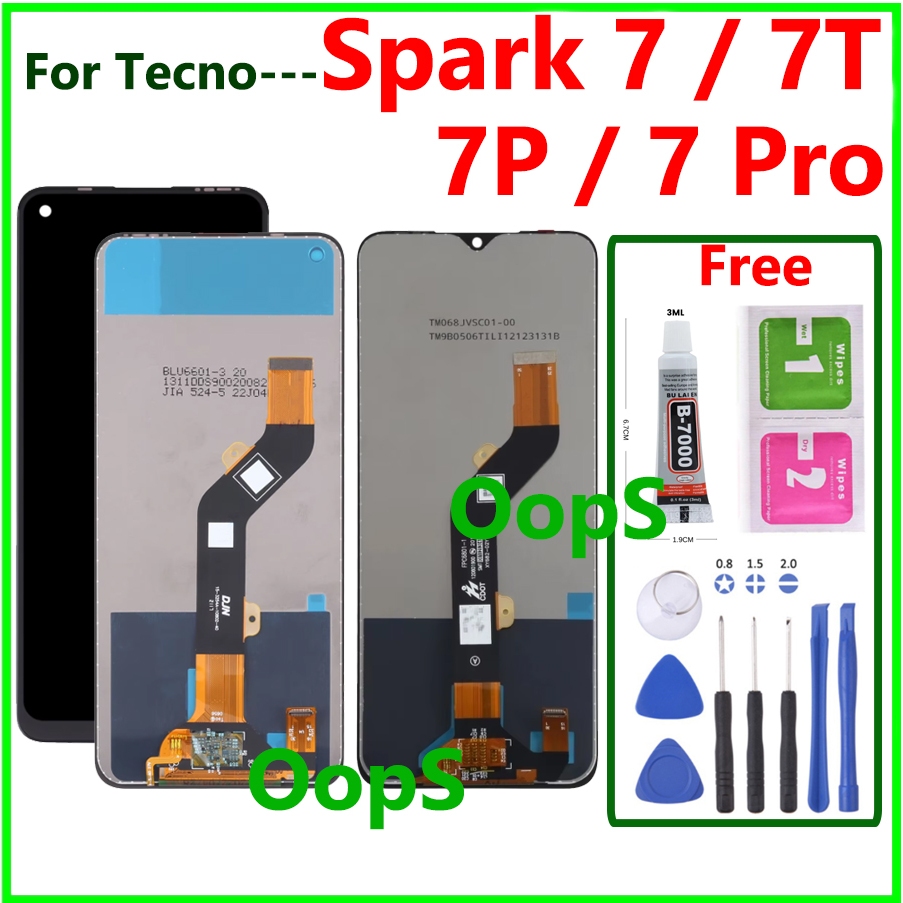 Original LCD For Tecno Spark 7 7T 7P 7 Pro KF7J KF8 KF6 KF6P LCD Display Touch Screen Digitizer ...