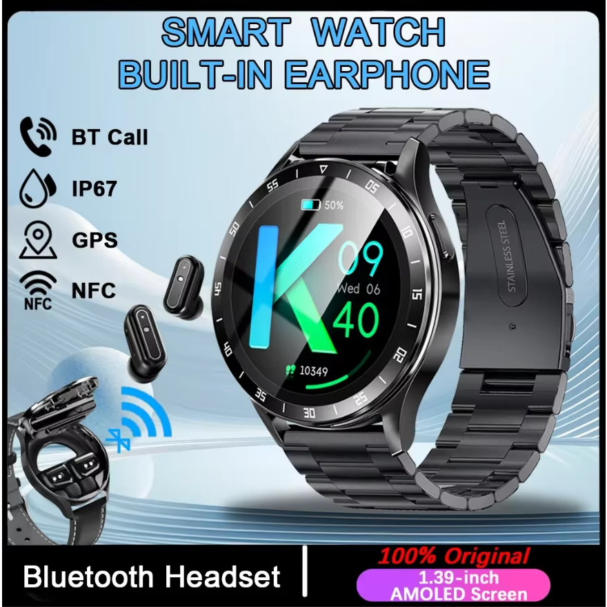 2024 New NFC TWS Music Talk Smartwatch Earphone 2 In 1 Men Smart Watch ...