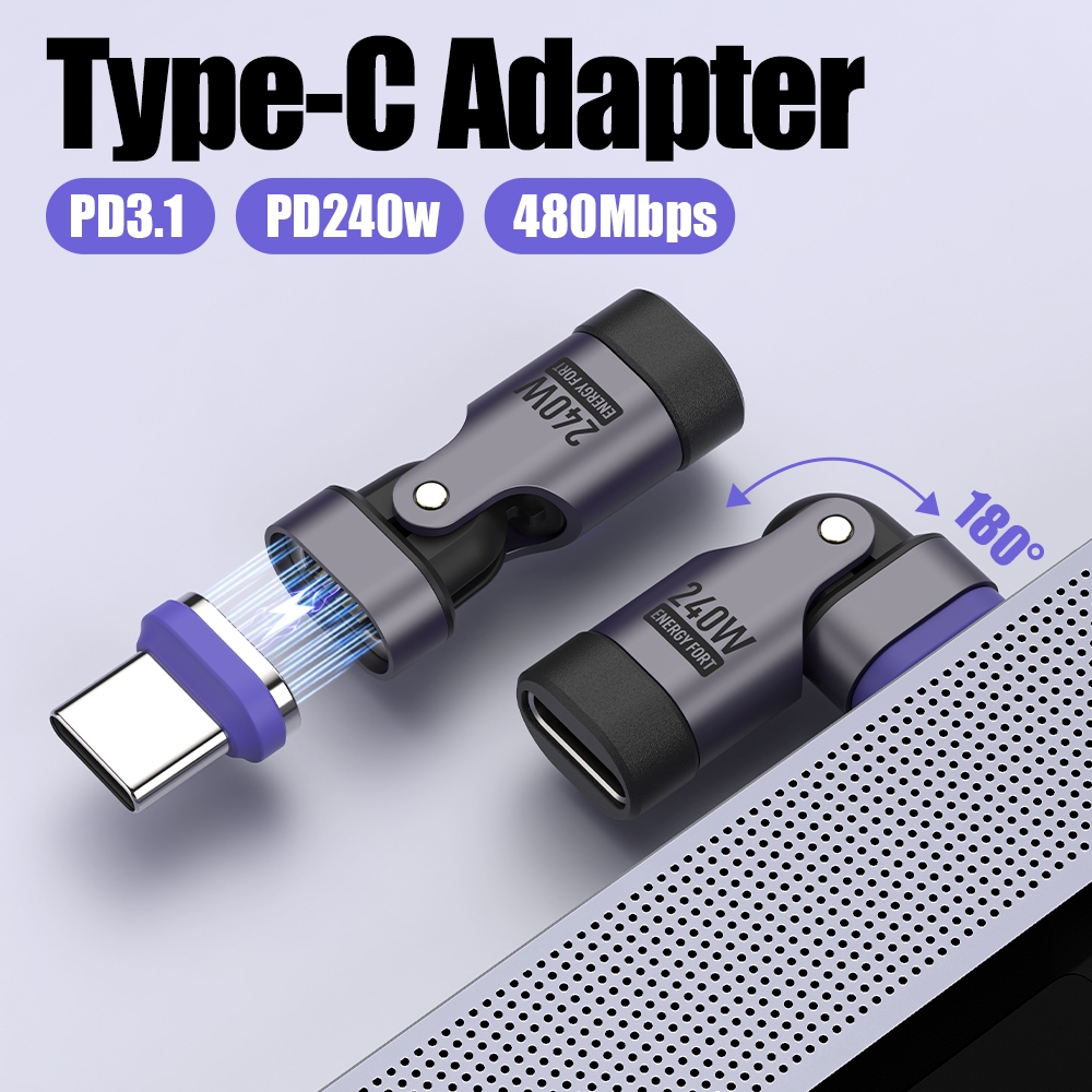 SIKAI NEW 240W 180° Rotating Magnetic Adapter TypeC to C Plug High ...