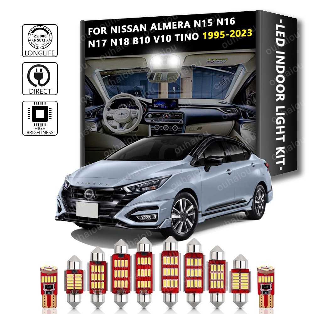 For Nissan Almera N15 N16 N17 N18 B10 V10 Tino 1995-2019 2020 2021 2022 2023 Canbus Interior LED ...