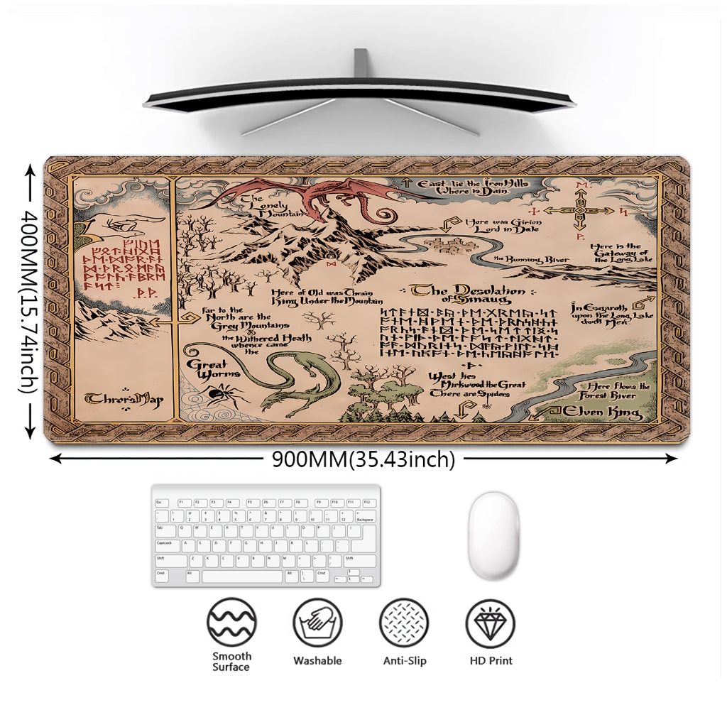 Mouse Pad Gaming Desk Mat Lord of the Rings Hobbit Map Design ...
