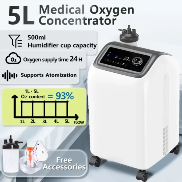 5L Medical Oxygen Generator Oxygen Machine 96% Oxygen Concentration 24h ...