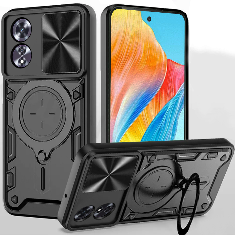 Shockproof Heavy Hard Casing Case with Metal Stand for OPPO A3X A60 A18 ...
