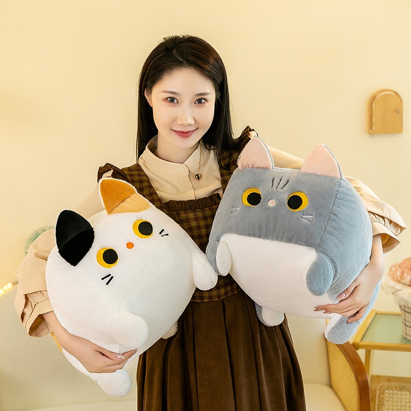 Cute Square cat plushie Patung Kucing Soft cat pillow plush toy Nap ...