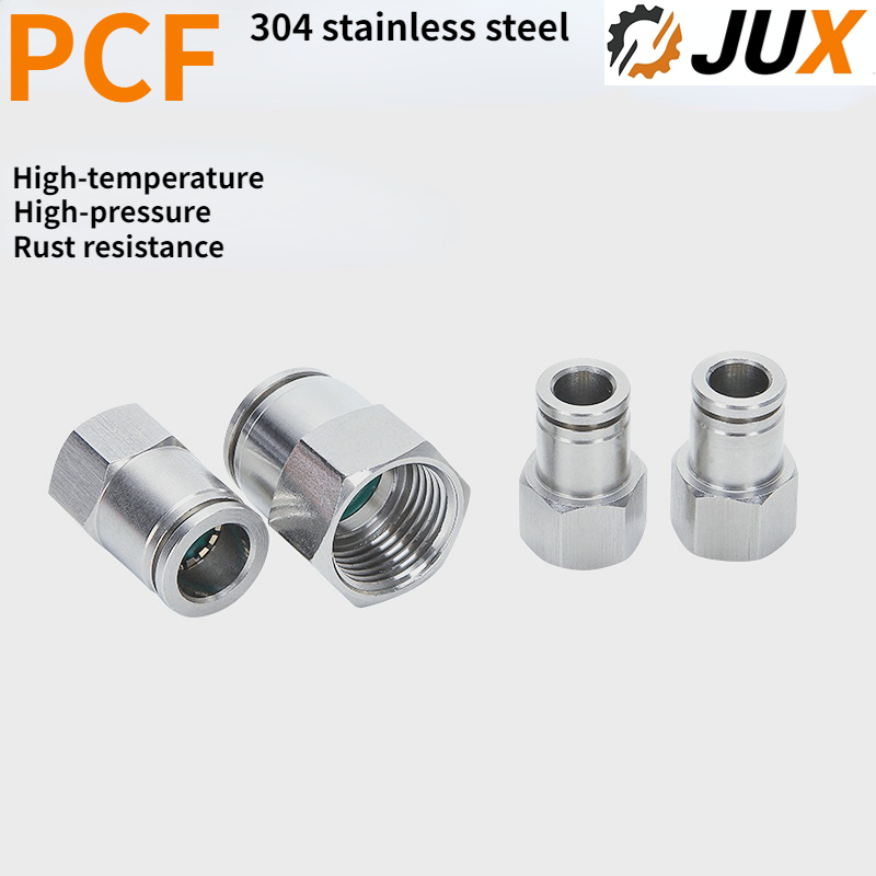 304 stainless steel PCF internal thread straight-through quick plug connector High temperature ...